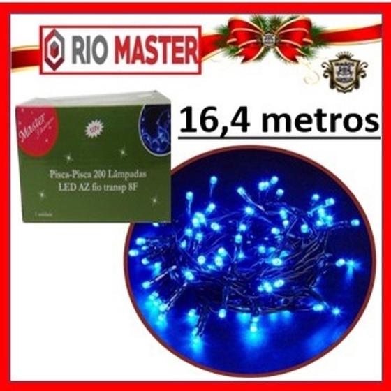 Pisca Pisca LED Azul 200 Lâmpadas Fio Transparente 16,4M 127V Pisca ...