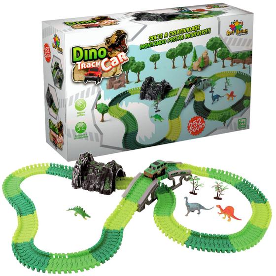 Pista De Montar 252 Peças Com 3 Dinossauros Dino Track Car - Art Brink ...