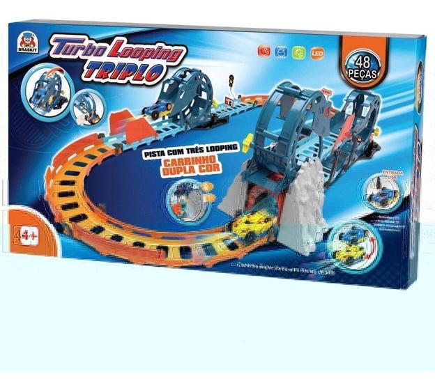 Pista Turbo Looping Triplo Braskit Carrinho Com Led E Usb - Pistas ...