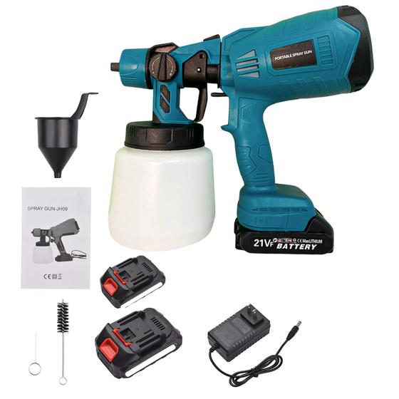 Pistola Pulverizadora de Tinta Sem Fio Pistola de Pintura Portátil 1000ml Bateria de Lítio 21V ...