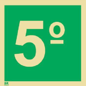 Placa 5º Andar S17 15X15cm Fotoluminescente BRCONTROLL - Placa de ...