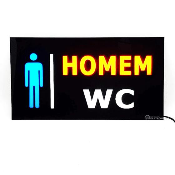 Placa Aviso Homem WC Letreiro Luminoso Neon Painel Led Fluorescente ...