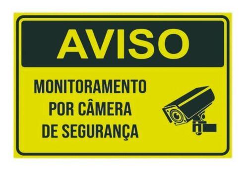Placa Aviso Monitoramento Por Câmera De Segurança 30x20 - Afonso ...