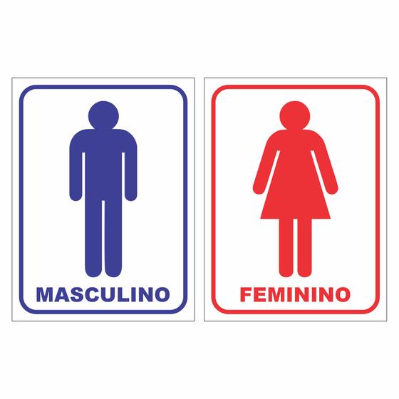 Placa Banheiro Masculino E Feminino Wc Sanitário 20x15 Ps COR:FUNDO ...