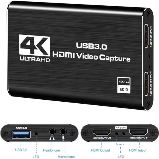 Placa Captura De Vídeo 4k 1080p 60fps Full Hd Usb 3.0 Hdmi - keedi ...