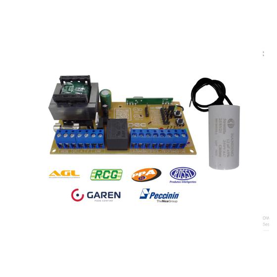 Placa Central Motor Portão X2 Para Ppa Rcg Gatter c/ Capacitor 12uf ...