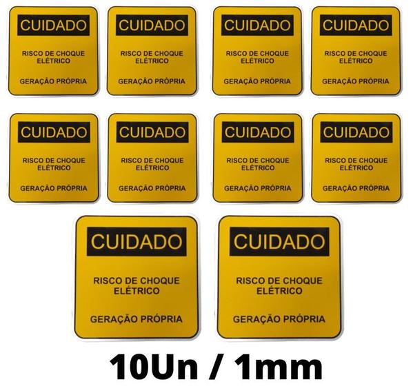 Placa Cuidado - Geração Própria - Padrão CPFL Tam 13x13 CA 1mm 10un ...