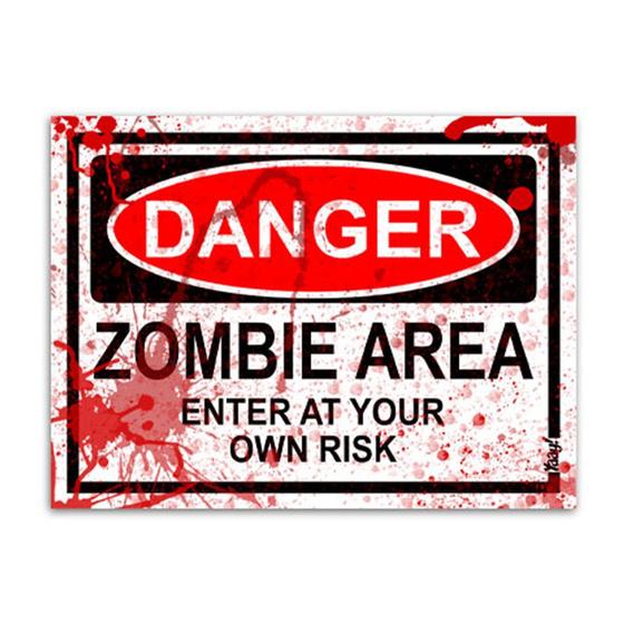 Placa - Danger Zombie Area - BLOOD EDITION - 20 x 15 cm - Yaay - Placa ...