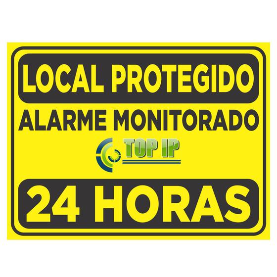 Placa De Advertência Alarme Monitorado Local Protegido C/ 2 Unidades ...