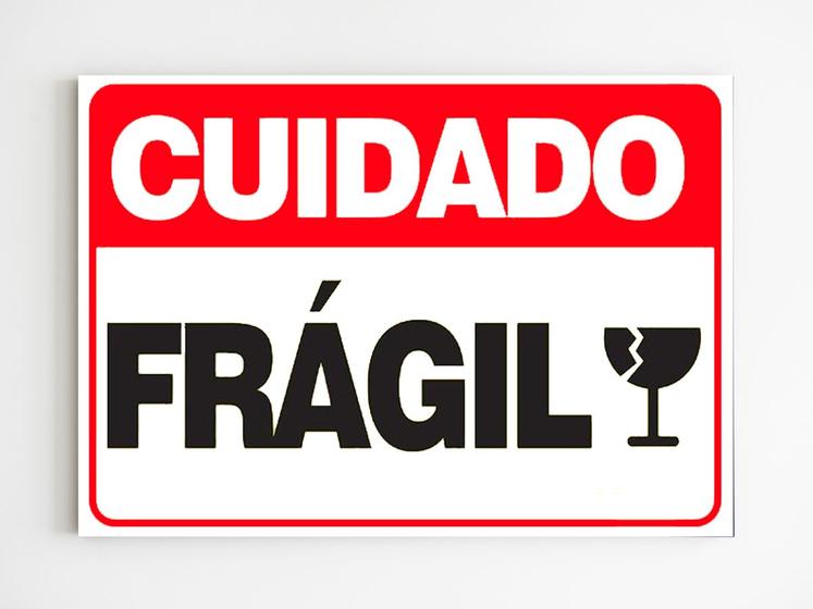 Placa de aviso cuidado frágil sinalização mdf 20x29 a4 - Genérico ...