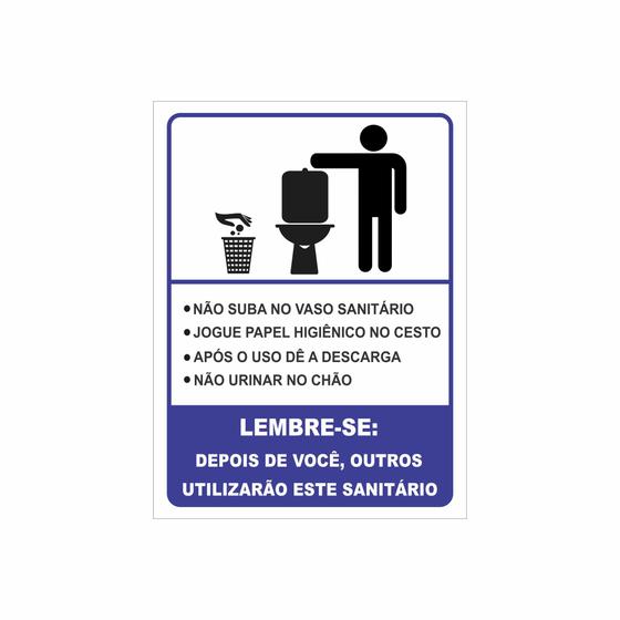 Placa De Aviso Para Banheiro Regras Não Suba No Vaso Dê Descarga ...