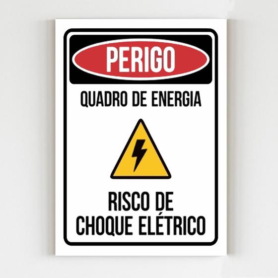 Placa de aviso perigo risco de choque quadro de energia - Mago das ...