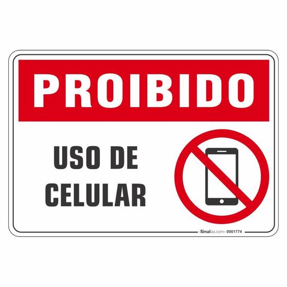 Placa de Aviso / Sinalização - Proibido uso de celular (20x25) - CL07 ...