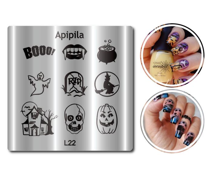 Placa De Carimbo De Unhas Apipila L22 Halloween Caveira - Apipila ...