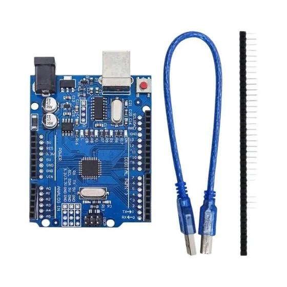 Placa de Desenvolvimento Arduino Uno R3 com Atmega328p - Cabo Pin Header Incluso - Robótica ...