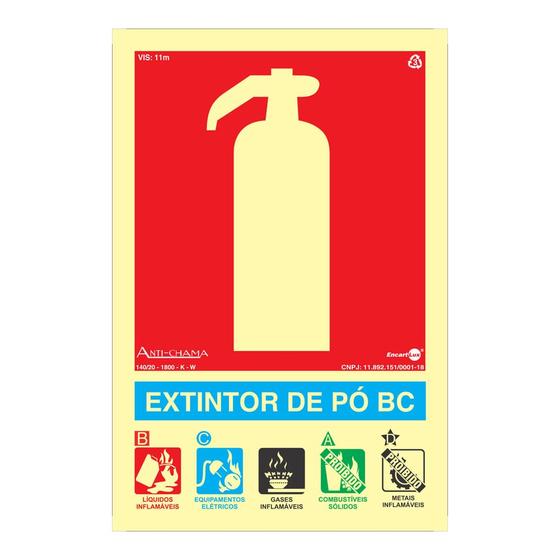 Placa de Sinalização 150x200mm EXTINTOR DE PÓ ABC PAF762 ENCARTALE ...