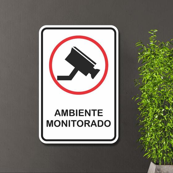Placa de Sinalização Ambiente Monitorado Câmeras 20x30 cm - Art Print ...