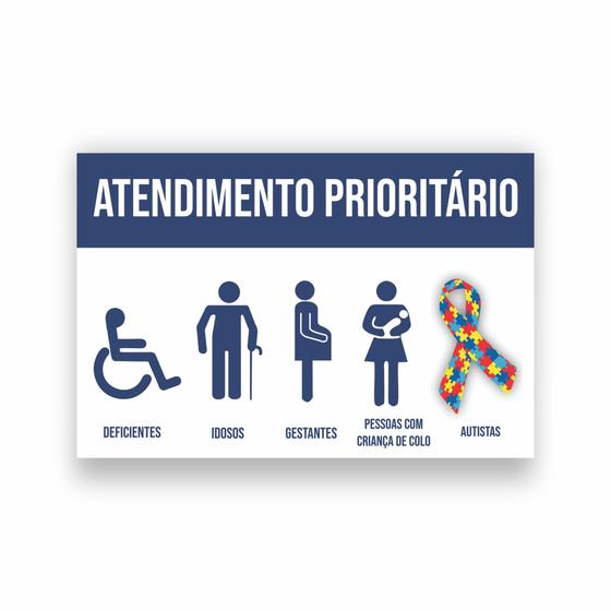 Placa De Sinalização Atendimento Prioritário 20x30cm - Garzan - Placa ...