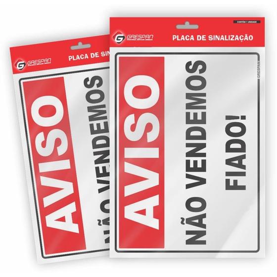 Placa de Sinalização Aviso Não Vendemos Fiado 15X20CM Pacote com 05 ...