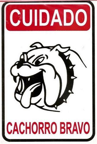 Placa De Sinalização Cuidado Cão Bravo 30x20 - Afonso Sinalizações ...