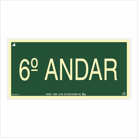 Placa de Sinalização para Pavimento 6º Andar - Sig - Placa de ...