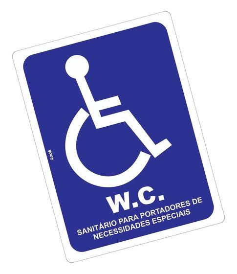 Placa de Sinalização PCD - Banheiro Sanitário W.C. para Pessoas com ...