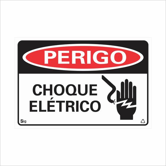 Placa de Sinalização Perigo Choque Elétrico - Sig - Placa de ...