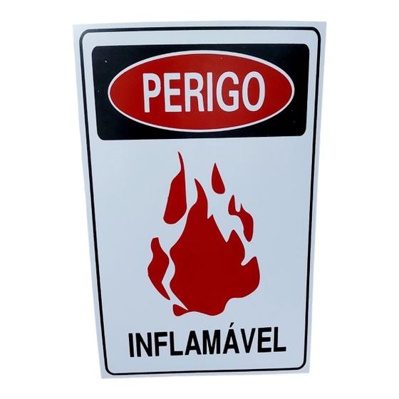 Placa DE Sinalização PERIGO INFLAMAVEL 20 X 30 CM - ASELETRO - Placa de ...