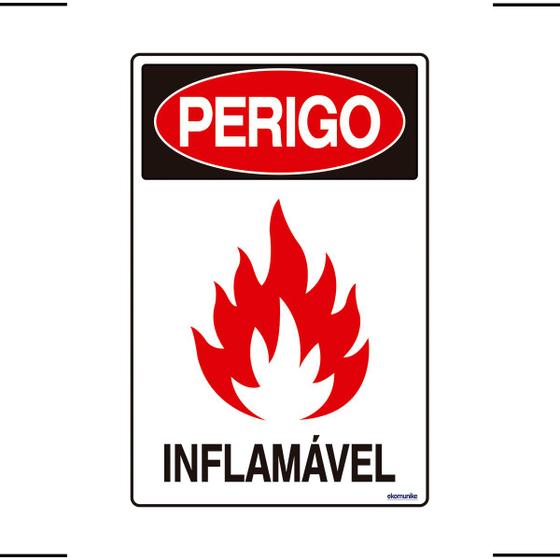 Placa De Sinalização Perigo Inflamável 20x30 Ekomunike - S-208 F9e ...
