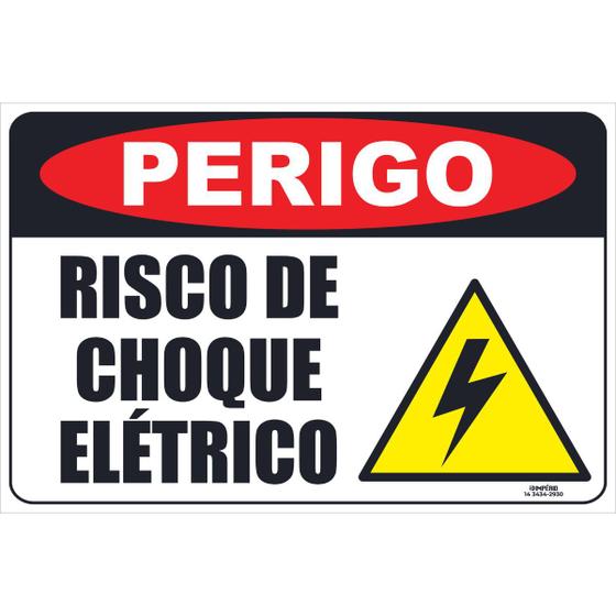 Placa de Sinalização Perigo Risco de Choque Elétrico - Império da ...