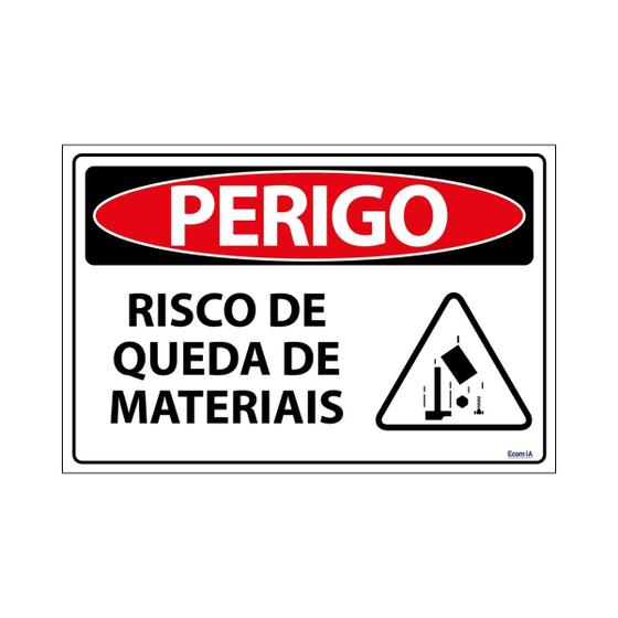 Placa De Sinalização Perigo Risco De Queda De Materiais 30x20 Ecom IA ...