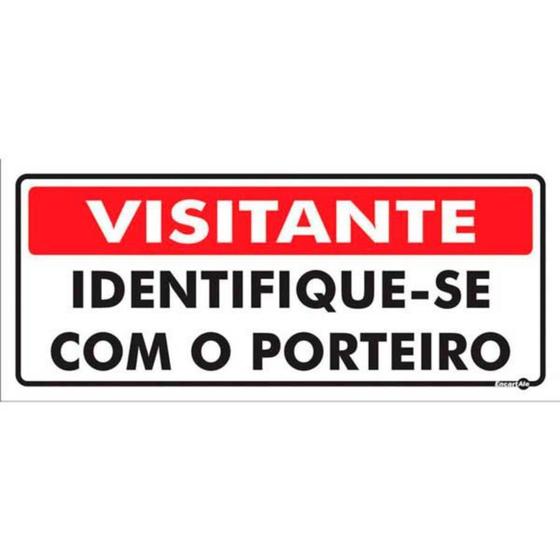 Placa de Sinalização Plástico 13x30cm Visitante PS232 Encartale - Placa ...