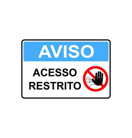 Placa De Sinalização Pvc Acesso Restrito 25X17 - Nt Comunicação Visual ...
