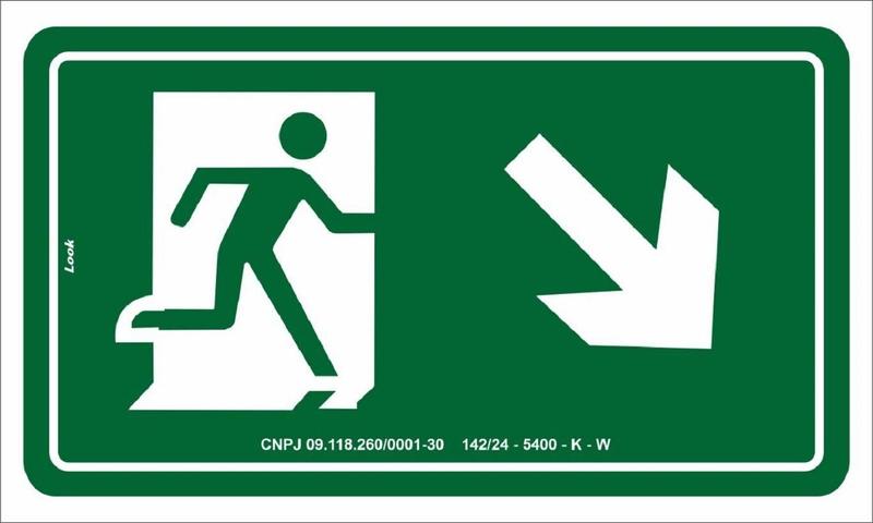 Placa de Sinalização S6 Saída de Emergência à Direita Descendo Rota de ...