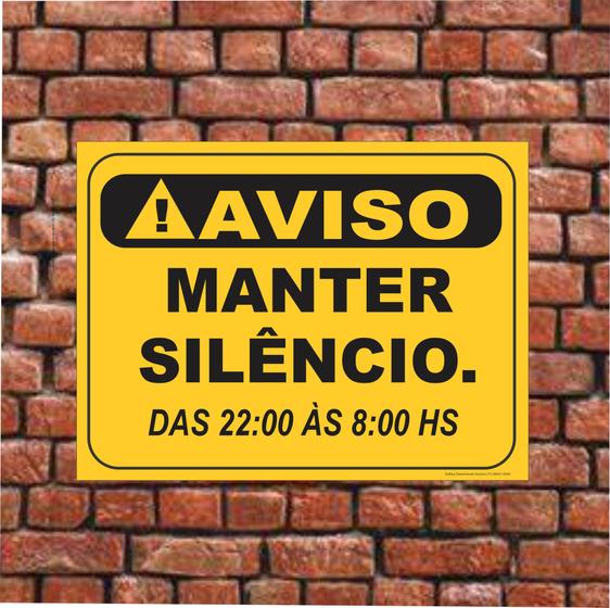 Placa de sinalização tamanho 20x30 cm favor manter o silêncio silencio ...
