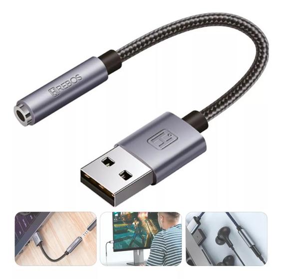 Placa De Som Usb P2 Fone Microfone 3.5mm Pc Notebook - Hrebos - Cabos e Adaptadores de Áudio ...