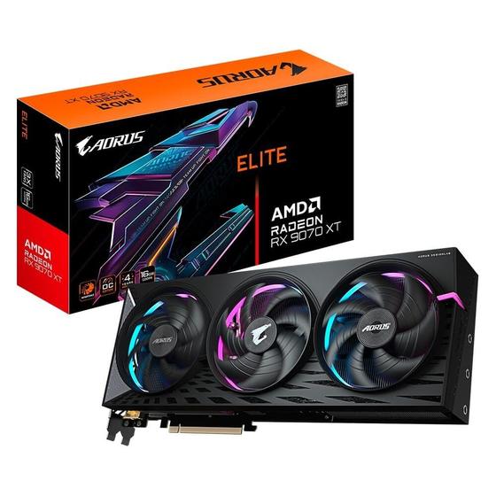Placa de Vídeo Gigabyte RX 9070 XT AORUS ELITE 16G AMD Radeon, RGB ...