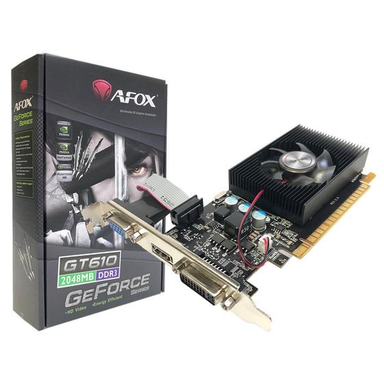 Placa de Vídeo NVIDIA GeForce GT610 2GB DDR3 64-Bits Low Profile Afox - AF610-2048D3L7-V6 ...