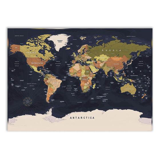 Placa Decorativa A4 Mapa Mundi Colorido Escola Nomes Países - Bhardo ...