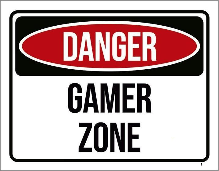 Placa Decorativa - Danger Gamer Zone 18X23 - Sinalizo - Placa de ...
