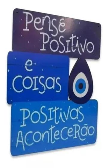 Placa Decorativa Olho Grego Pense Positivo Decoração Mdf - Artesanato ...