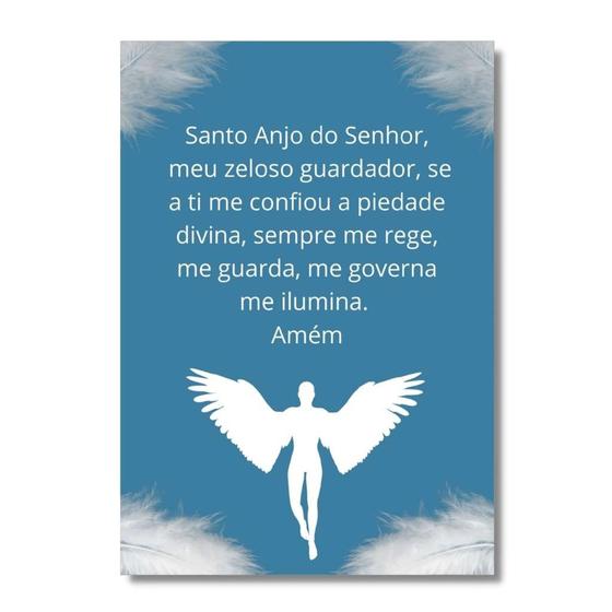 Placa decorativa santo anjo do senhor oração anjo da guarda 10x15cm ...
