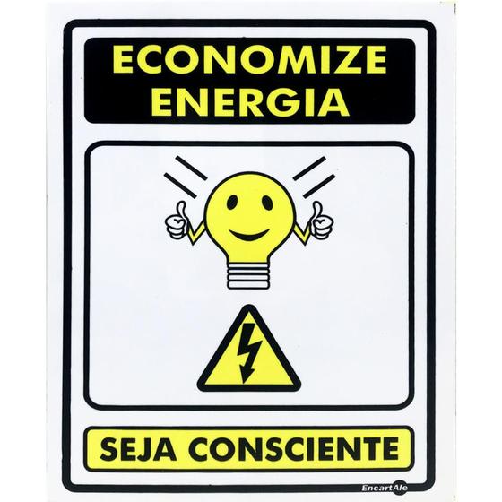 Placa Economize Energia 15 x 20 Cm PS637 Encartale - Placa de ...