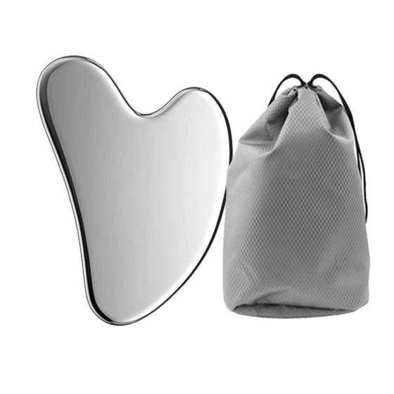 Placa Gua Sha Massagem Facial Pedra Anti Ruga Em Aço Inox Skin Care ...