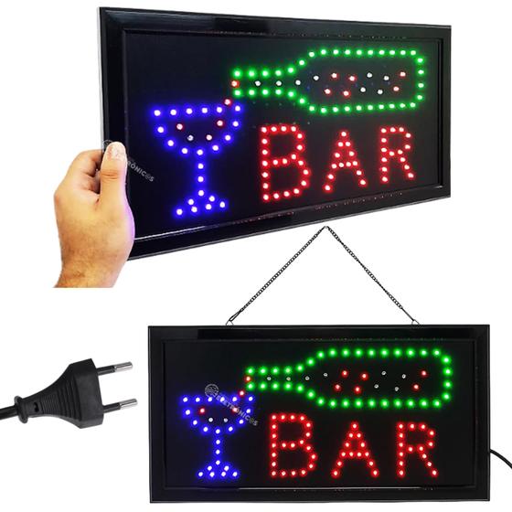 Placa Letreiro Painel Luminoso Fluorescente Led Bar Tomada (110V ...