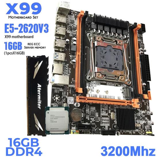 Placa Mãe X99 LGA 2011 Com Processador Intel Xeon E5 2620 Lga2011 e Memoria Ram DDR4 16GB ...