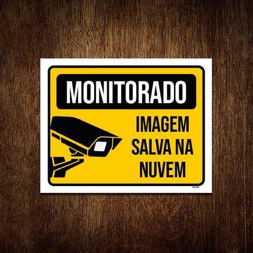 Placa Monitorado Imagem Salva Na Nuvem 27X35 - Sinalizo.Com - Placa de ...