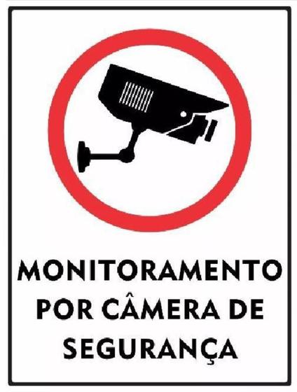 Placa Monitoramento Por Câmera De Segurança 20X30Cm - Plim Shop - Placa ...