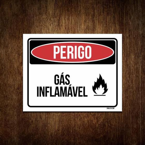 Placa Perigo Gás Inflamável - Sinalização Cuidado (18X23) - Sinalizo ...