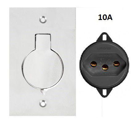 Placa piso 4x2 tomada aluminio + tomada 10a - Luxtil Elétrica - Espelho ...